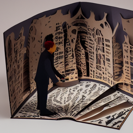 pop-up book art of a man – AIGeneration.blog